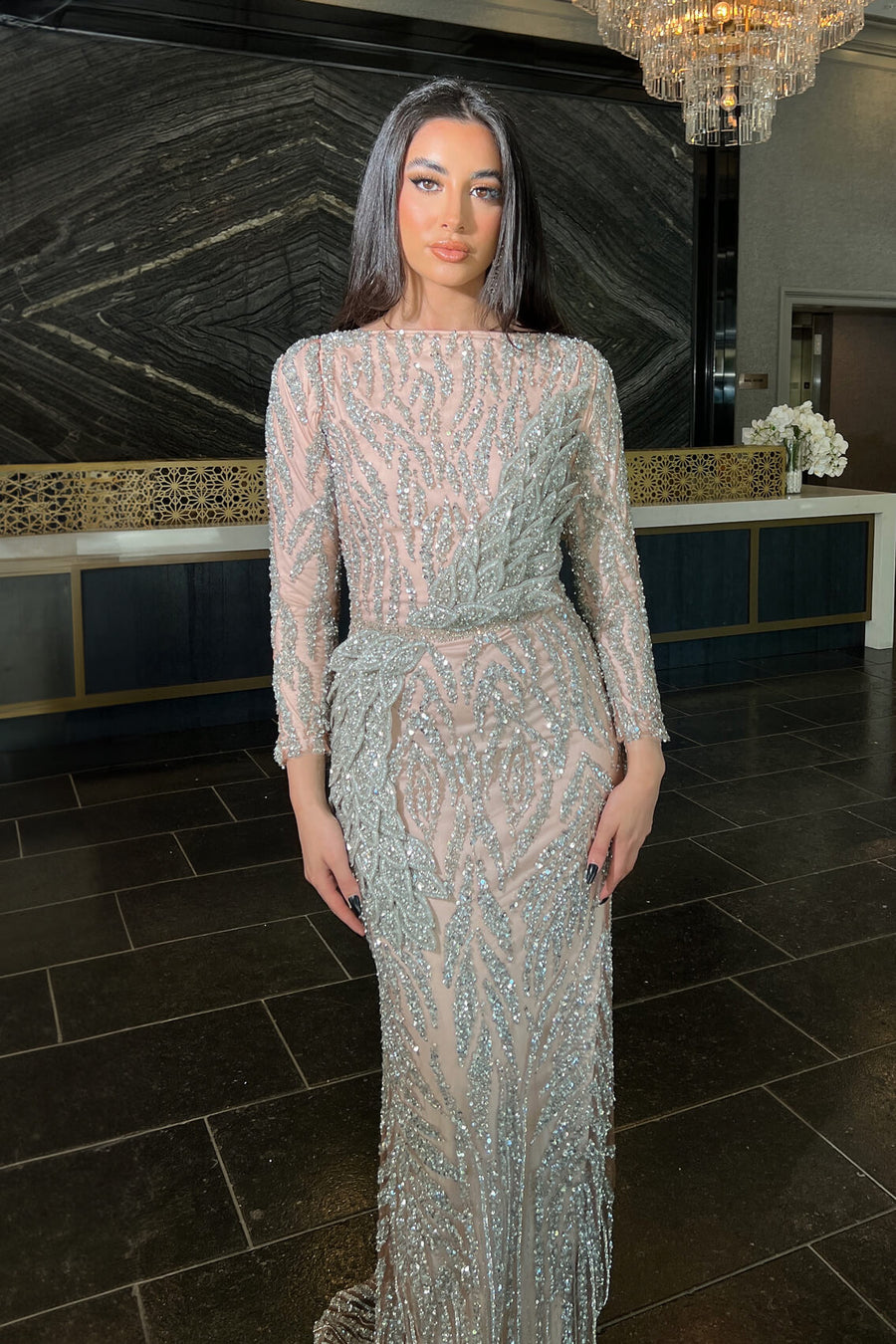 Yara Long Sleeve Embellished Dress – B Chic Fashions